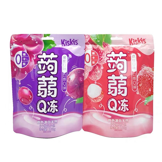 酷滋KisKis蒟蒻Q冻108g葡萄味荔枝味凤梨水蜜桃布丁可吸果冻零食-淘宝网