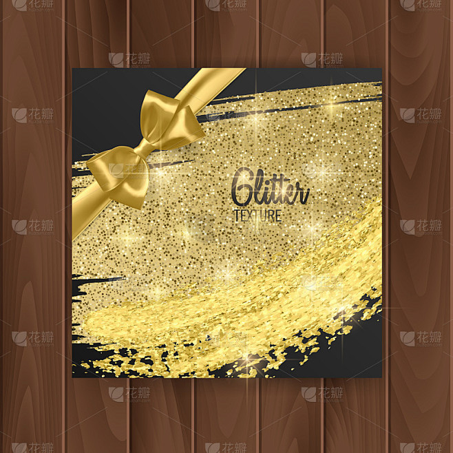 Greeting card cover with golden glittering texture