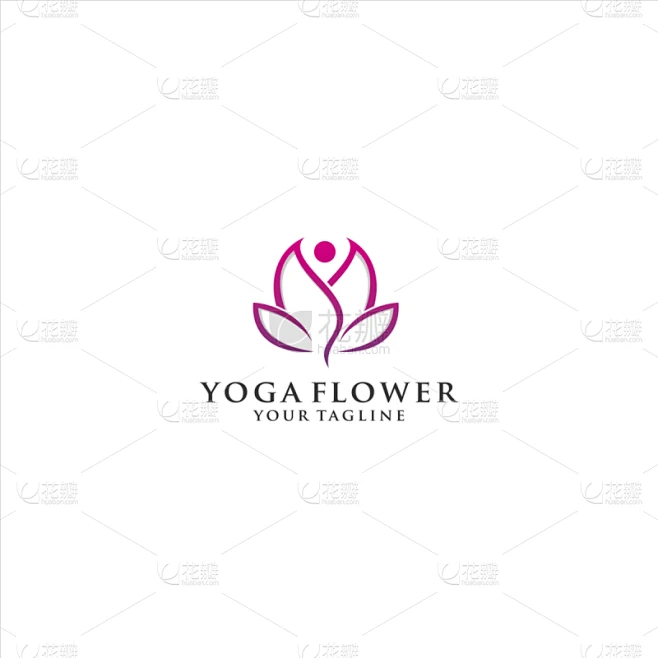yoga flower logo design template素材-花瓣网