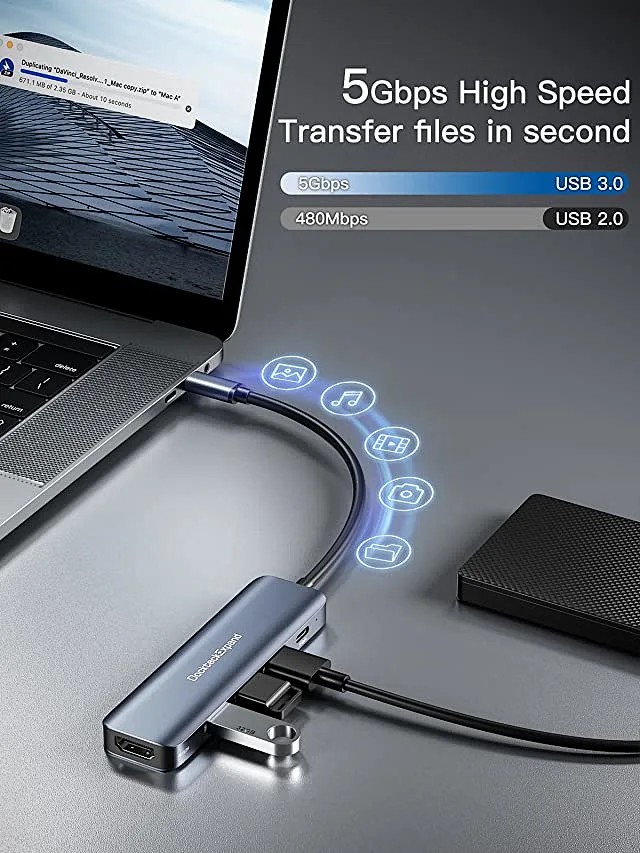 USB C Hub HDMI 4K 60Hz MacBook Pro 2022/2021/2020/2019/2018/2017/2016 ...