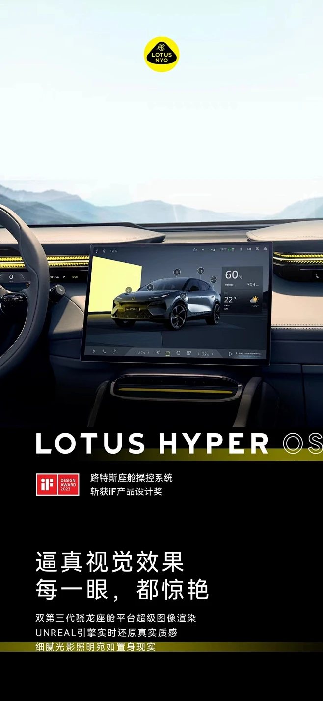 路特斯座舱操控系统 LOTUS HYPER OS 斩获iF产品设计奖 为驾驭者，解锁未来 #一切为了驾驭者##路特斯75周年# -花瓣网