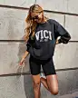 VICI Logo Crew Neck Sweatshirt - Black view 1-花瓣网