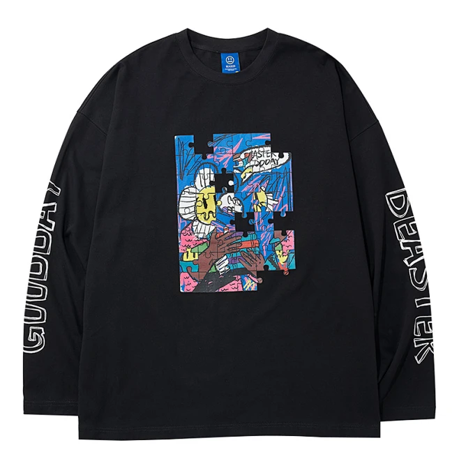 BEASTER GoodDay小恶魔笑脸长袖潮流时尚涂鸦手绘刺绣情侣装T恤-tmall.com天猫-花瓣网