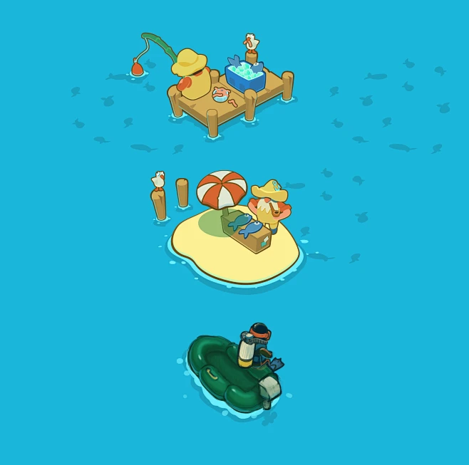 mobile game 2D fish sea casual game colorful cute-花瓣网