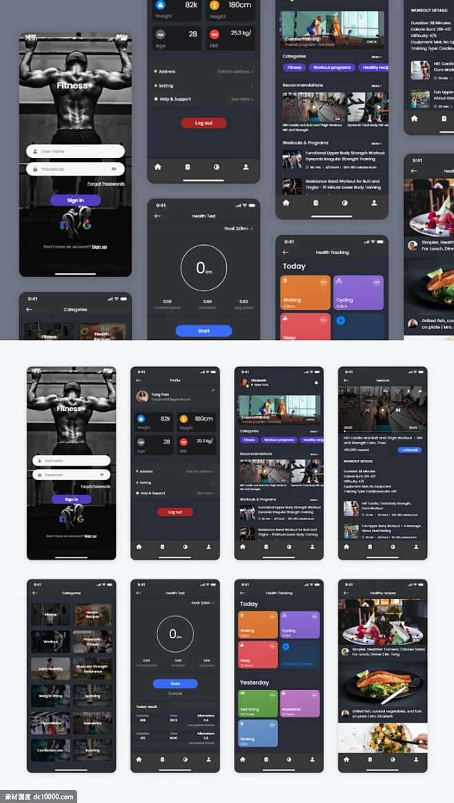 源文件-深色健身app ui .xd素材下载-花瓣网