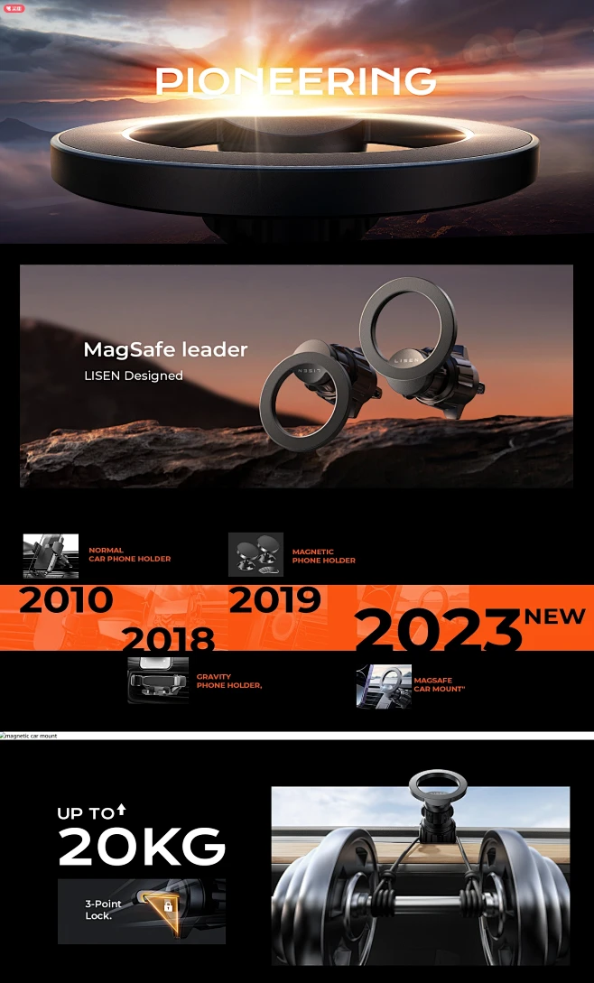 Amazon.com: LISEN 2 Pack Fits MagSafe Car Mount, MagSafe 3 Car Mount ...