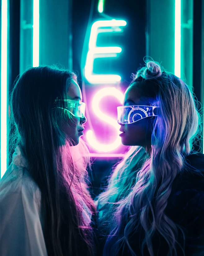 People 1080x1350 women model portrait neon neon lights dyed hair ...