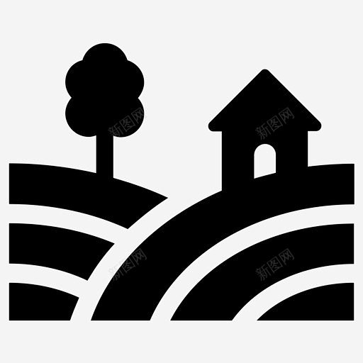 乡村田野风景图标 平面电商 创意素材