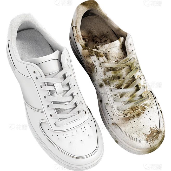 服饰系列写实干净和污渍鞋子对比素材-花瓣网