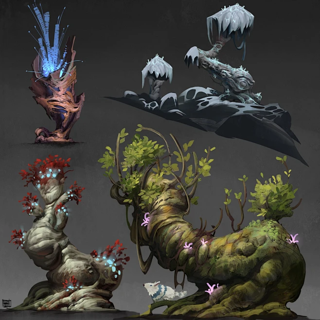 Week 45 Trees, Hue Teo : This week did some organic prop sketches-花瓣网