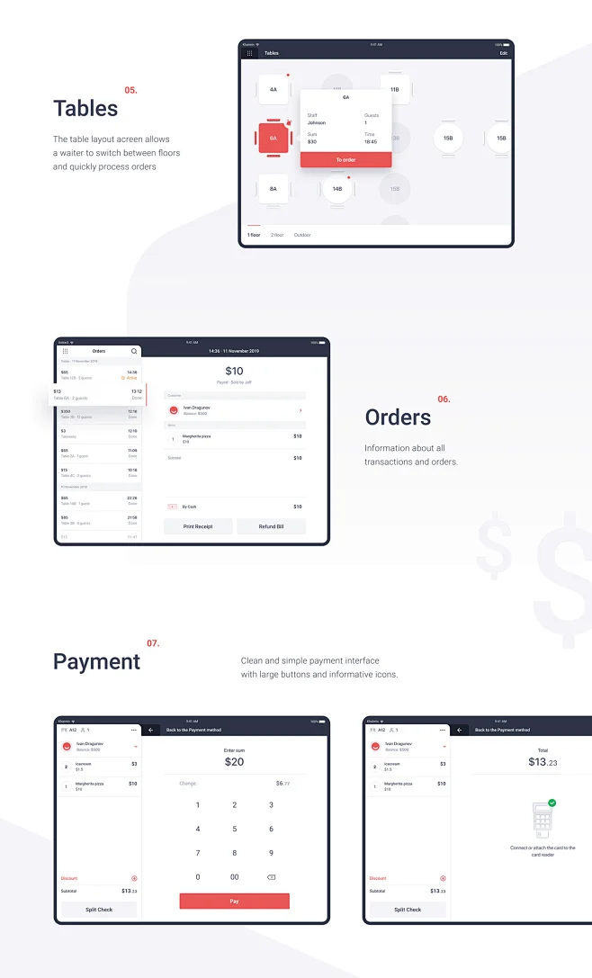 Interface интерфейс pos UI ux app iPad ios iphone Point of Sale-花瓣网