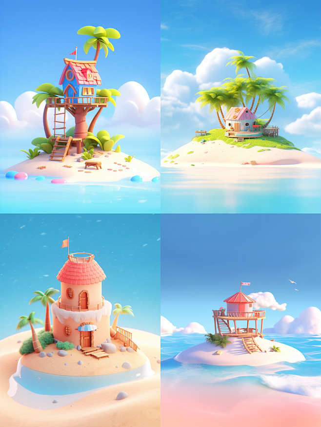 wanggangtie_Clay_model_style_Minimalism_an_island_in_the_middle ...