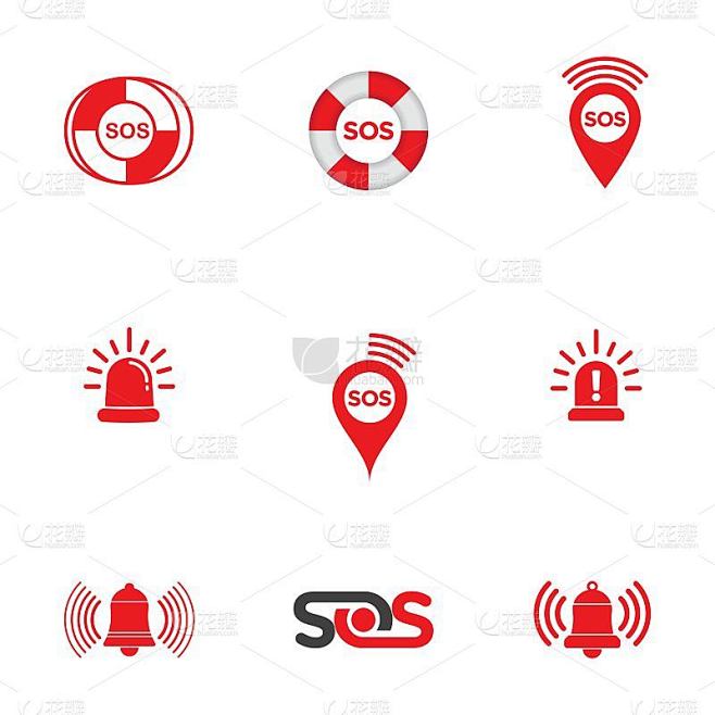 SOS矢量图标设计插图