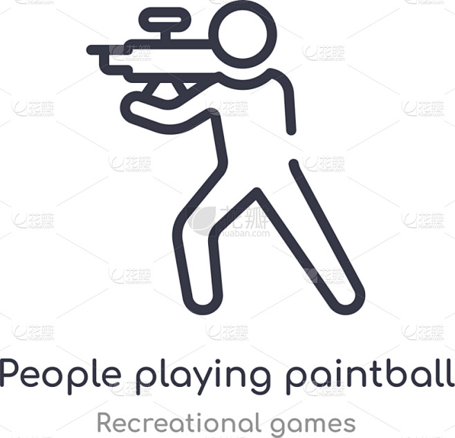 people playing paintball outline icon isolated
