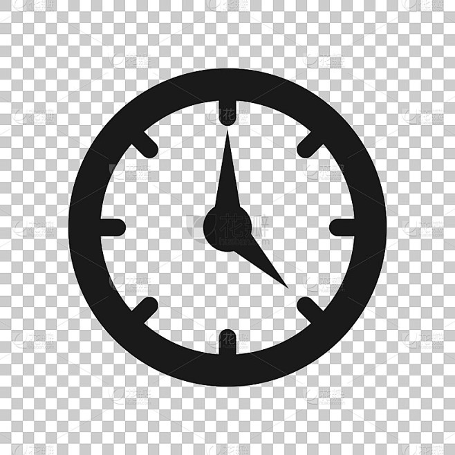 Real time icon in transparent style. Clock vector