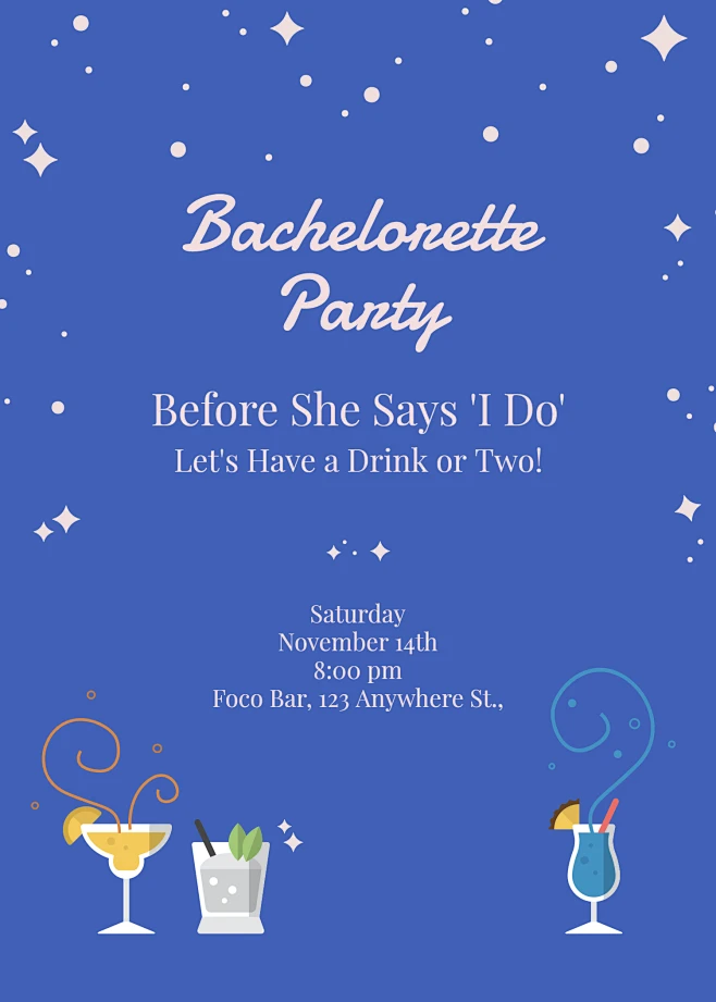 Cocktail Drinks Illustration Bachelorette Party Invitation Letter素材-花瓣网