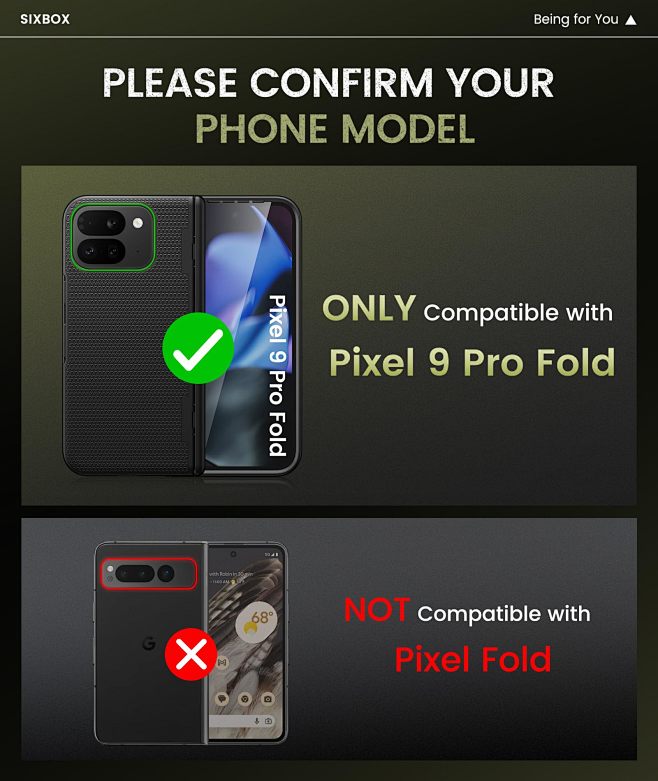 Amazon.com: SIXBOX for Google Pixel 9 Pro Fold Case with Screen Protector & Hinge Protection ...