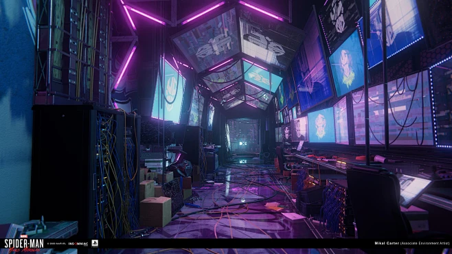 Spider-Man Miles Morales: Fisk Tower Server Room Environment Art, Mikal ...