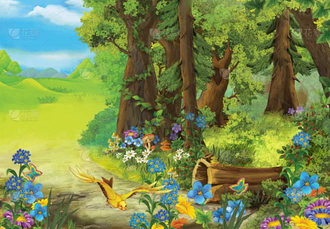 卡通自然风景-森林