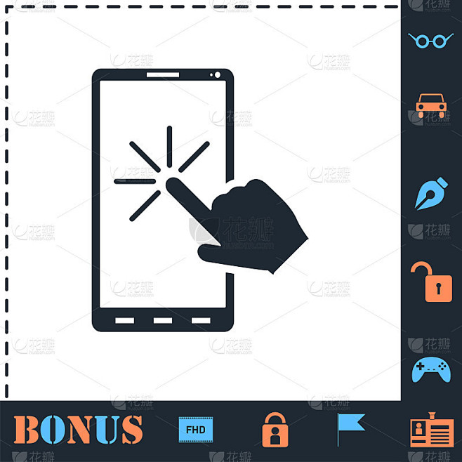 Touch screen icon flat