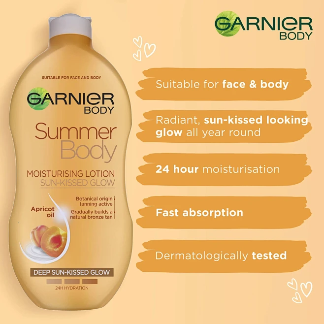 Garnier Summer Body Hydrating Gradual Tan Moisturiser Dark 400ml Image ...