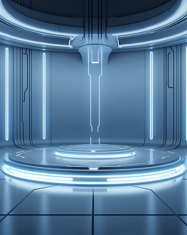 an empty futuristic modern room with a circular circular room with ...