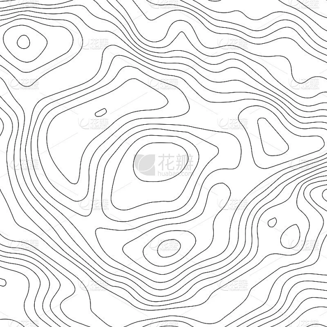 地形图等高线背景。等高线图向量。绘制地形图线。矢量抽象地形图概念与空间为您的副本。波浪横幅。颜色的几素材-花瓣网