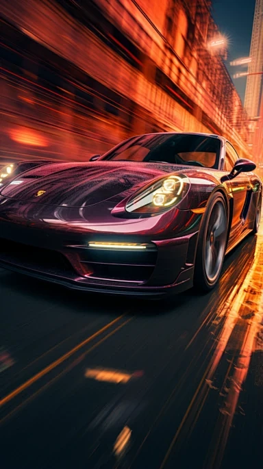 black supercar speeding, Porsche, raw photo, striking color tones, 70mm ...