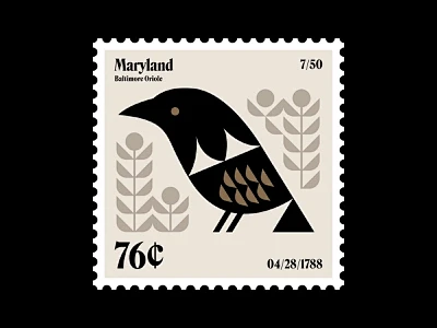 Maryland stamp updated agriculture barley bird crow farm harvest icon ...