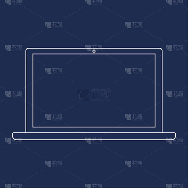 Outline computer laptop icon. White outline noteb