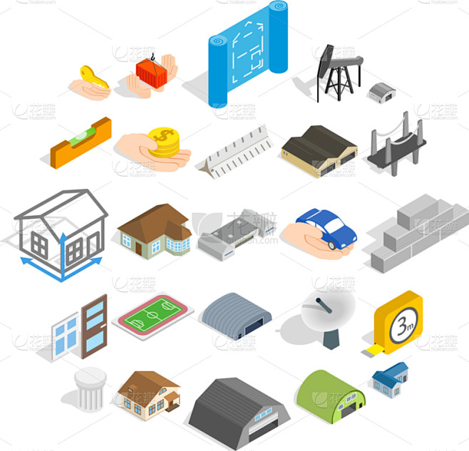 formation icons set isometric style