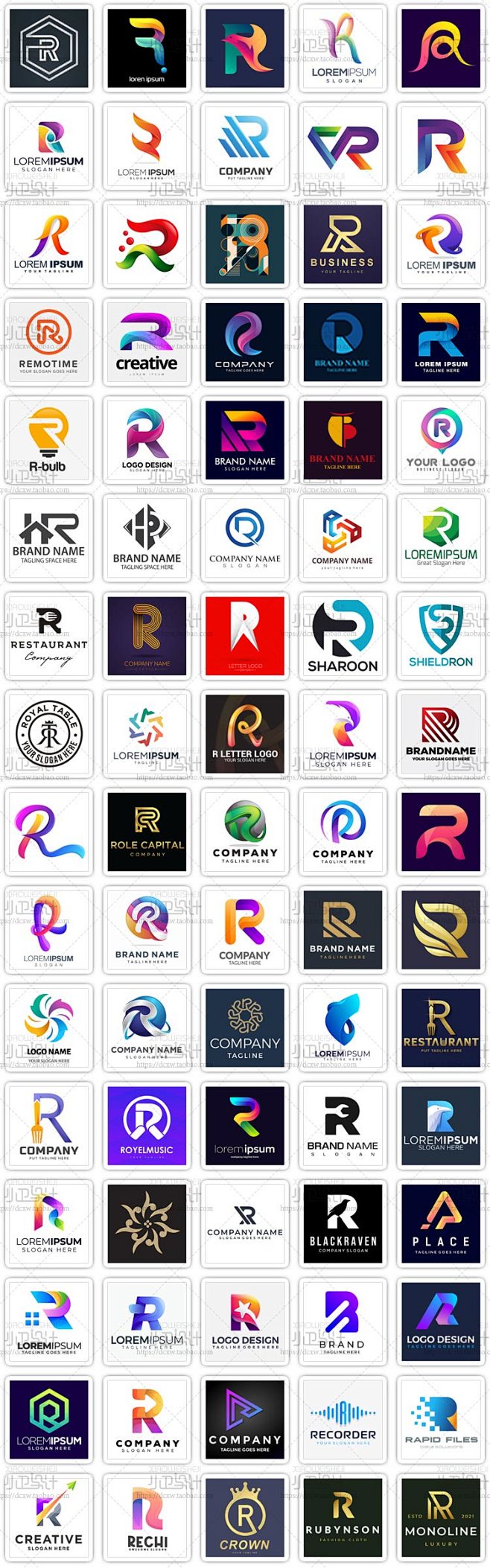 字母系列R LOGO商标设计vi素材包 ai矢量源文件淘宝店标微商标志-淘宝网-花瓣网