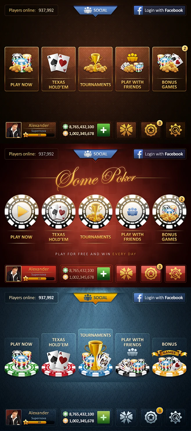 Poker Ui Blue-花瓣网