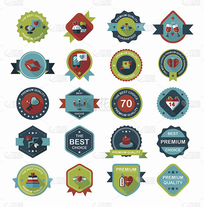 情人节吗? s Day badge flat banner设计背景集，eps10