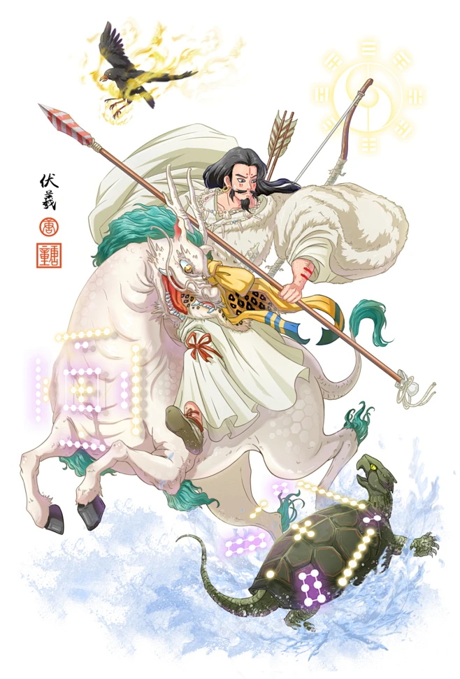 《伏羲》| 三皇五帝篇_唐童__插画师作品_涂鸦王国gracg.com-花瓣网