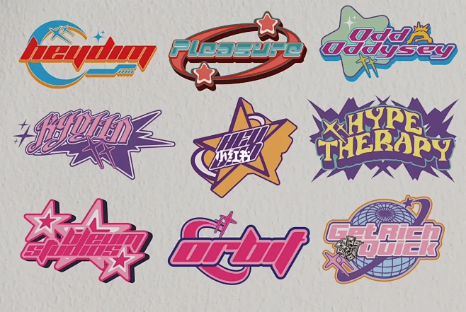 美式y2k图标字体logo图案印花设计