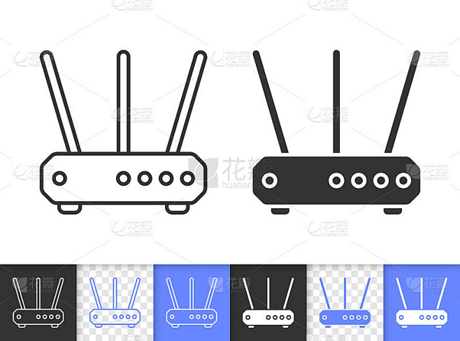 Wi-fi Router simple black line vector icon