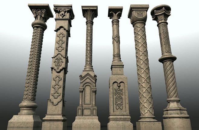 Gothic Columns Collection royalty-free 3d model - Preview no. 9