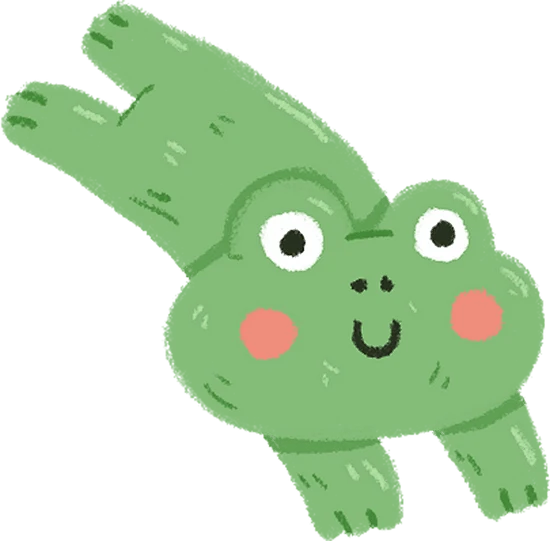 Frog Cartoon Illustration-花瓣网