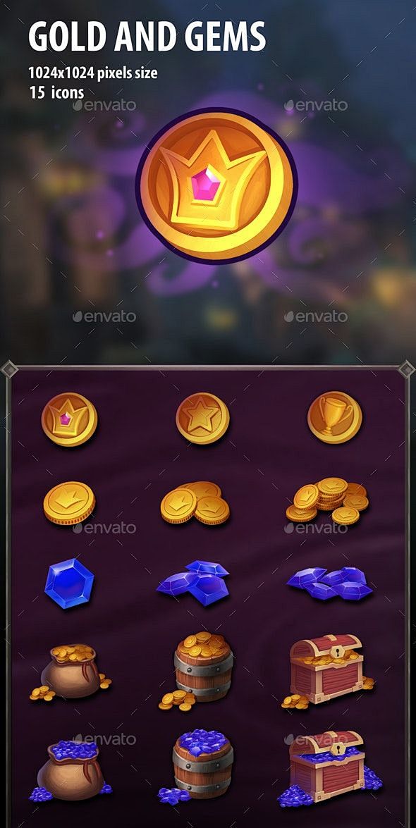 Gold and Gems Icons by analeo GraphicRiver