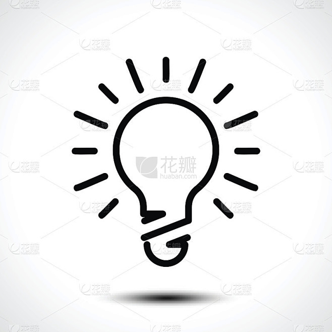 在白色背景上发光的灯泡图标