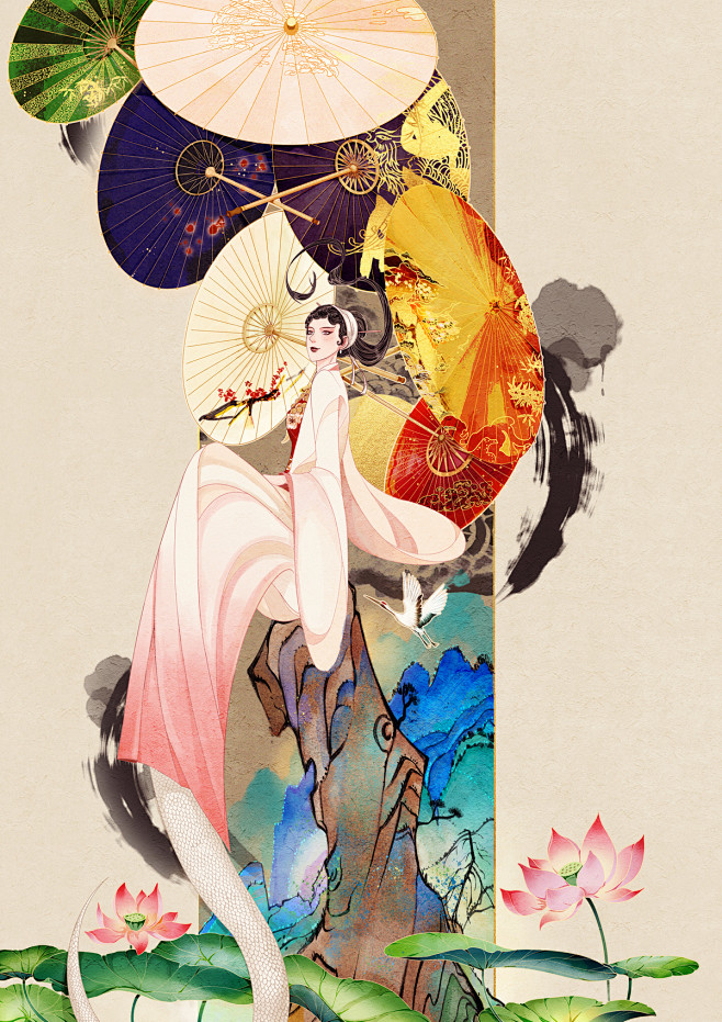 《白露荷》_阿诺Anuo__插画师作品_涂鸦王国gracg.com