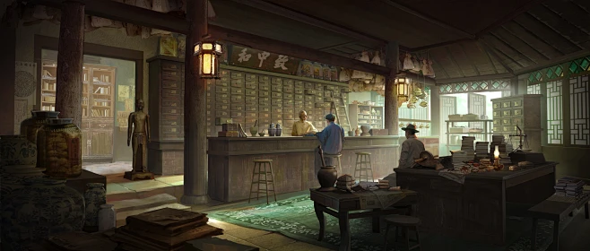 Old herb shop in Republican China 民国药房-花瓣网