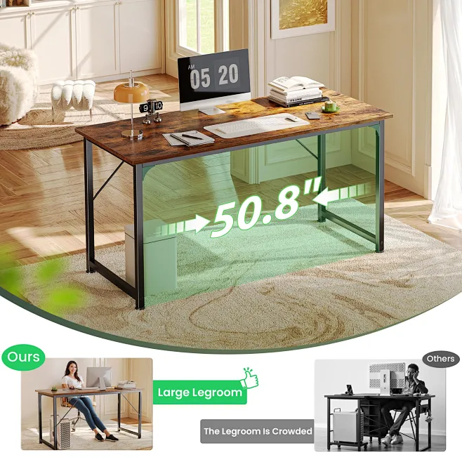 Amazon.com: Huuger Computer Desk, 55 Inch Home Office Desk, Gaming ...