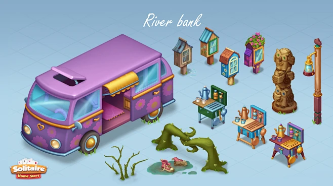 Solitaire Home Story isometric assets-花瓣网