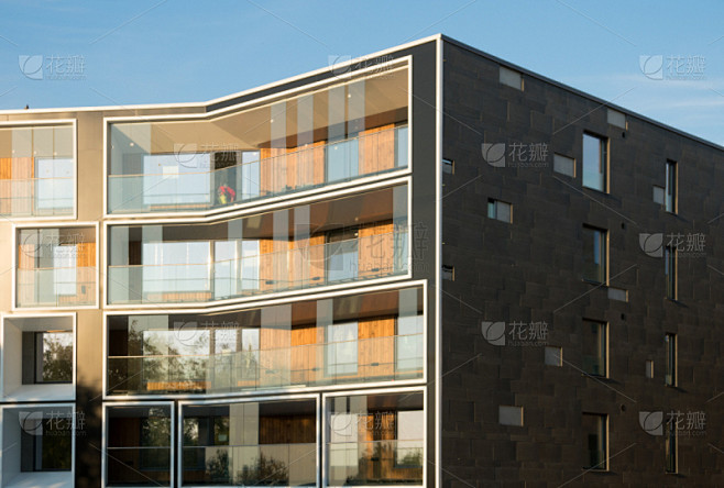 现代,新的,公寓,外立面,华贵,工程,建筑业,豪宅,窗户,市场营销