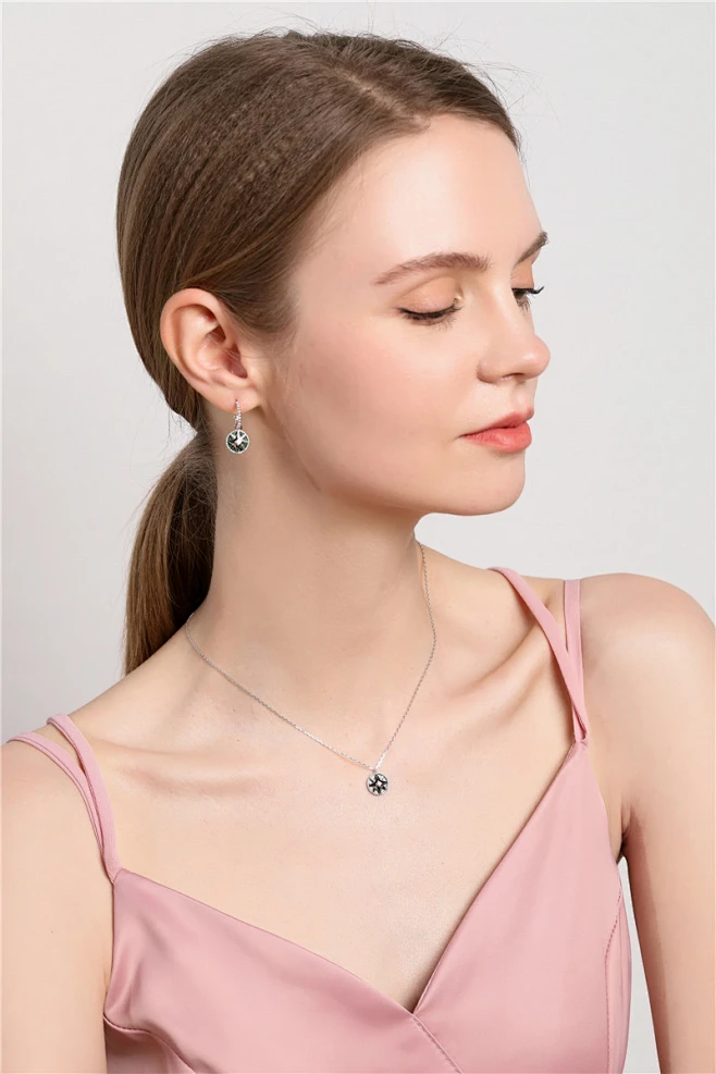 YINGBOO S925银 绿孔雀石底克罗心八芒星耳环耳钉项链吊坠套装女-淘宝网-花瓣网