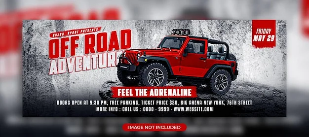 Off road adventure flyer and facebook cover banner template-花瓣网