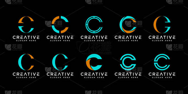 一套初始字母C标志设计模板.