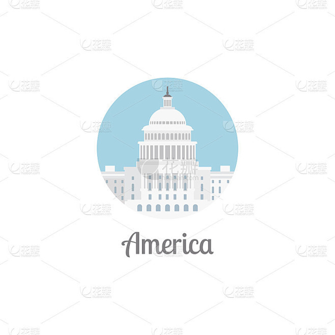 美国地标孤立圆形图标